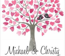 Personalized Wedding Signature Tree, 16x20 100 Signatures Guest Book ...