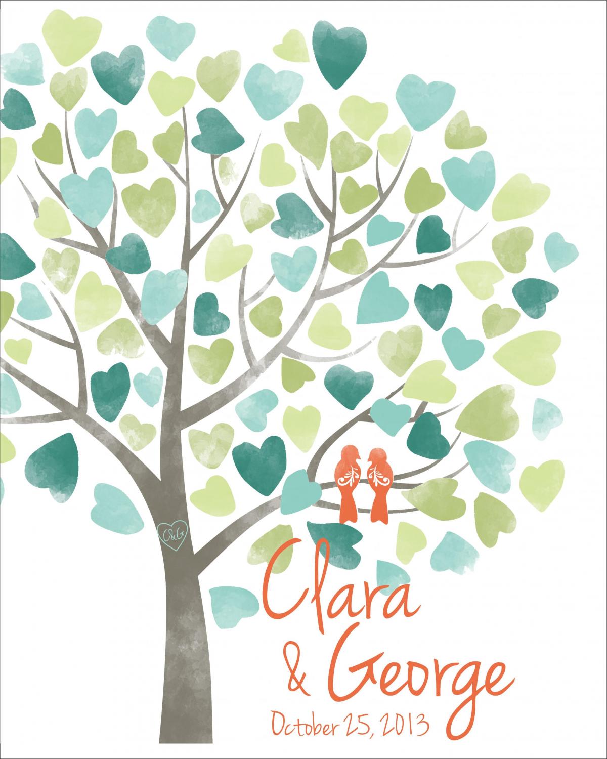 Custom Personalized Wedding Signature Tree 20x28 150 Signatures ...