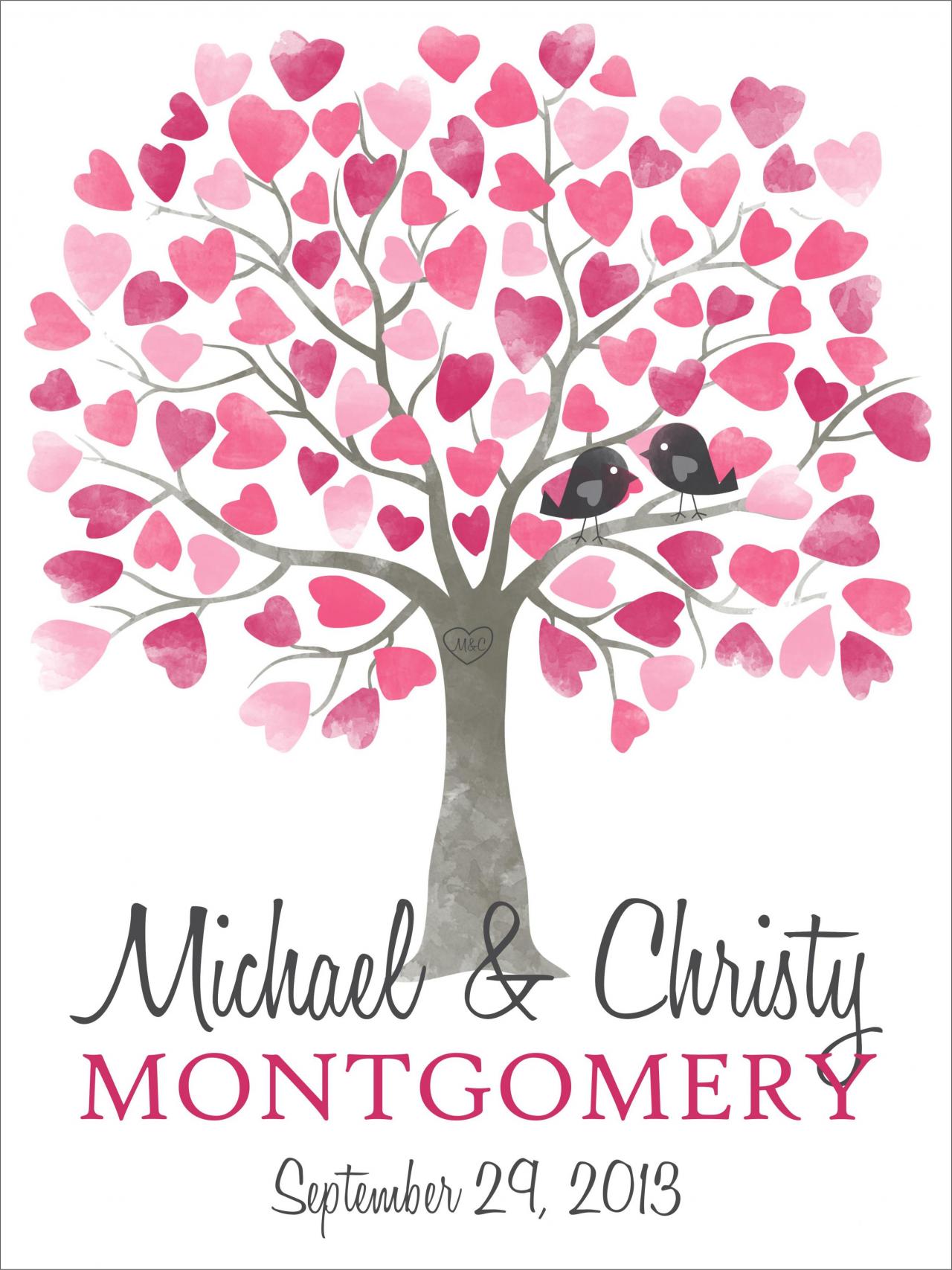 Wedding Signature Tree 16x 20 75 Signatures Wedding Guest Book ...