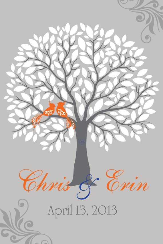 Wedding Signature Tree 18x24 100 Signatures Wedding Guest Book ...