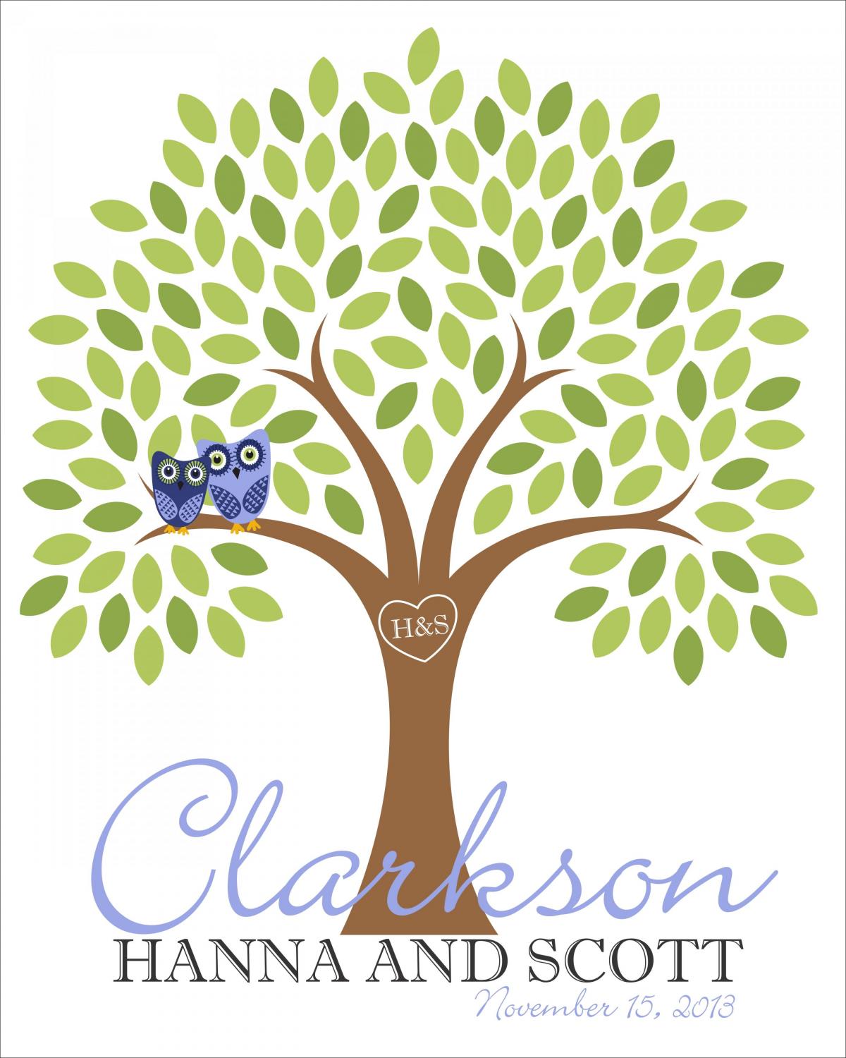 18x24 Wedding Signature Tree 120 Signatures -wedding Guest Book ...