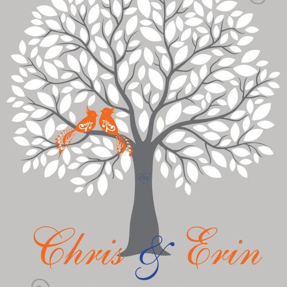 Wedding Signature Tree 18x24 100 Signatures Wedding Guest Book ...