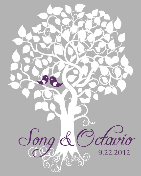 Personalized Wedding Signature Tree 18x24 100 Signatures, Wedding Guest ...