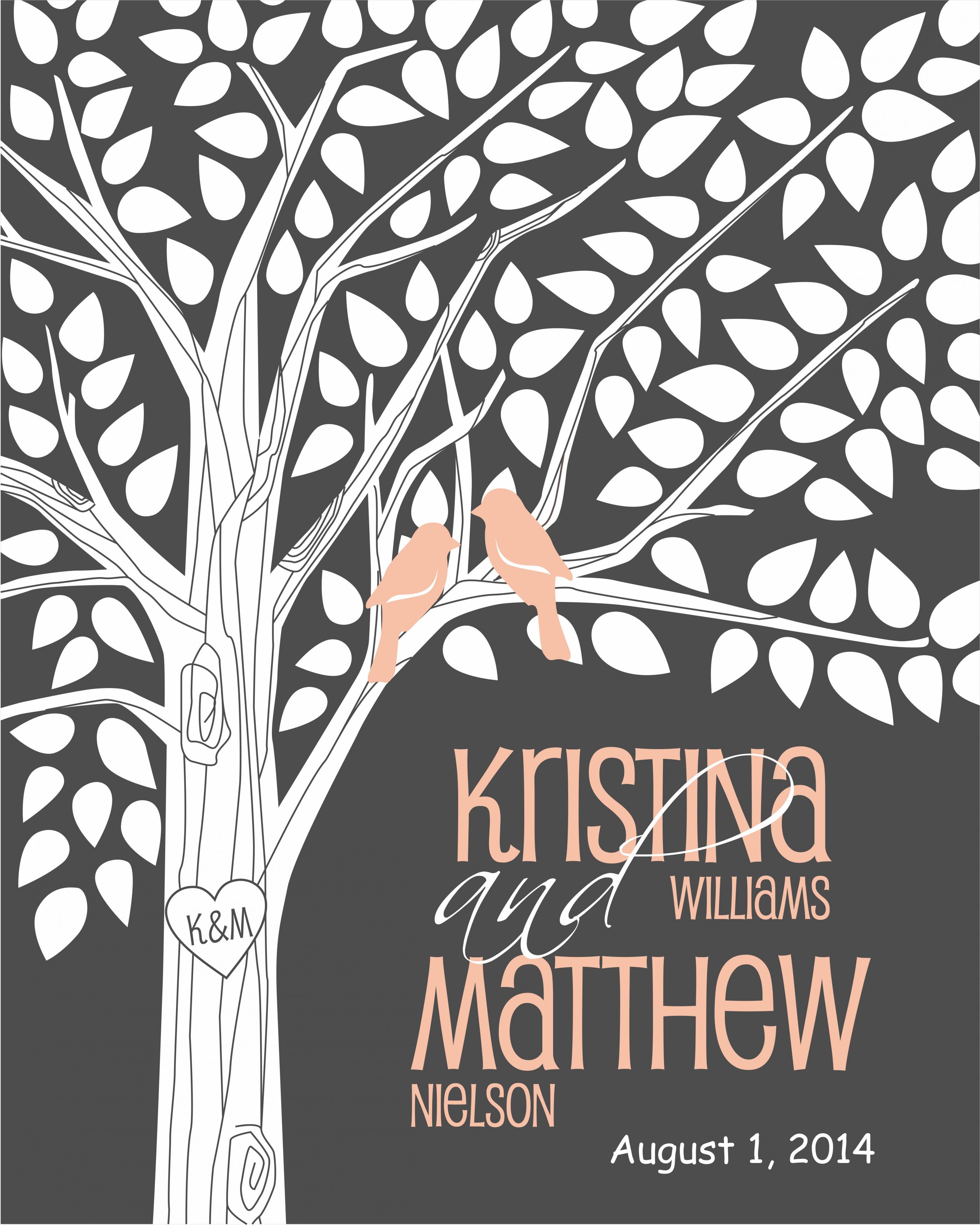 Wedding Signature Tree 18x24 200 Signatures Wedding Guest Book ...