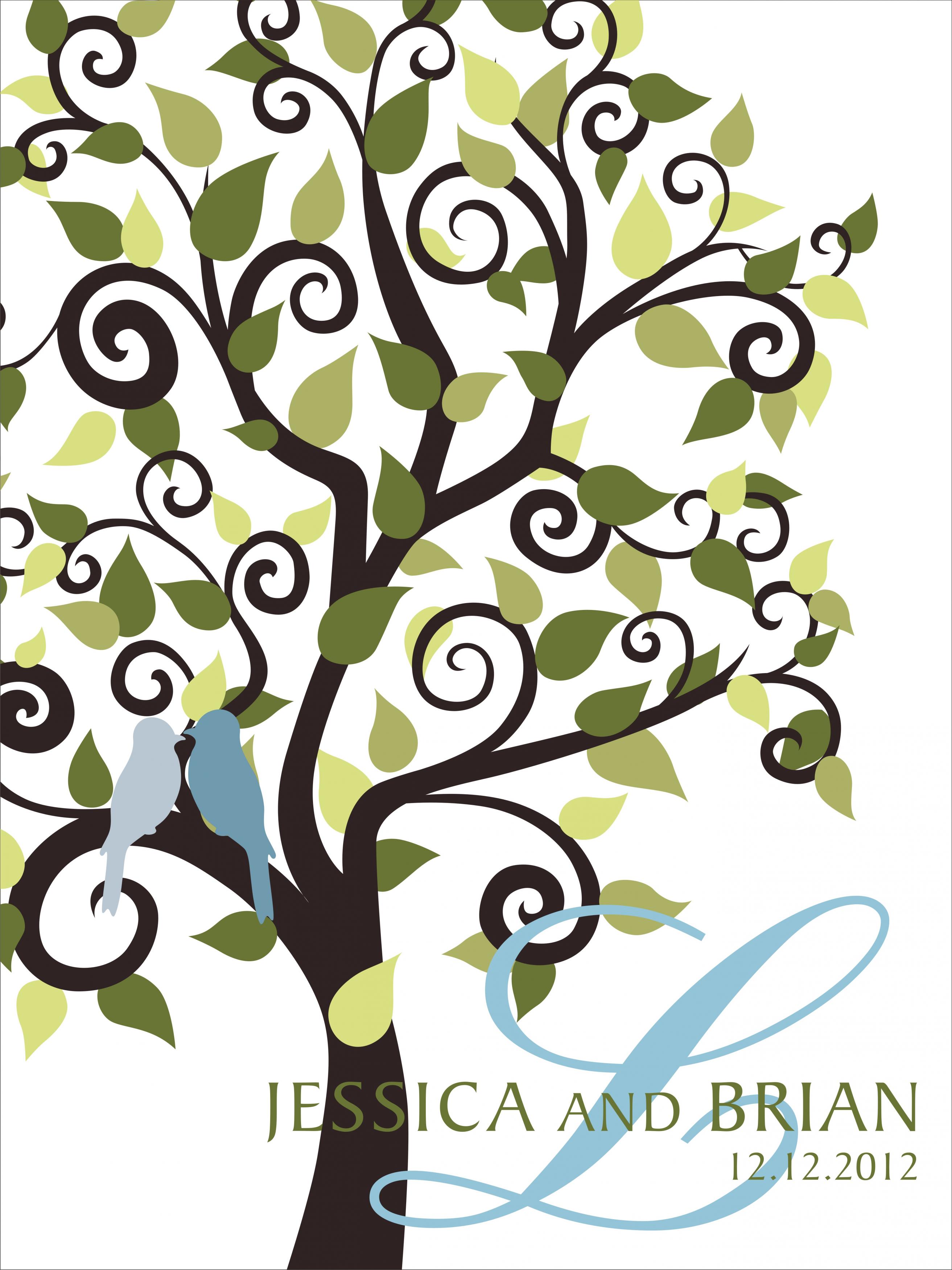 Personalized Wedding Signature Tree 18x24 100 Signatures, Wedding Guest ...