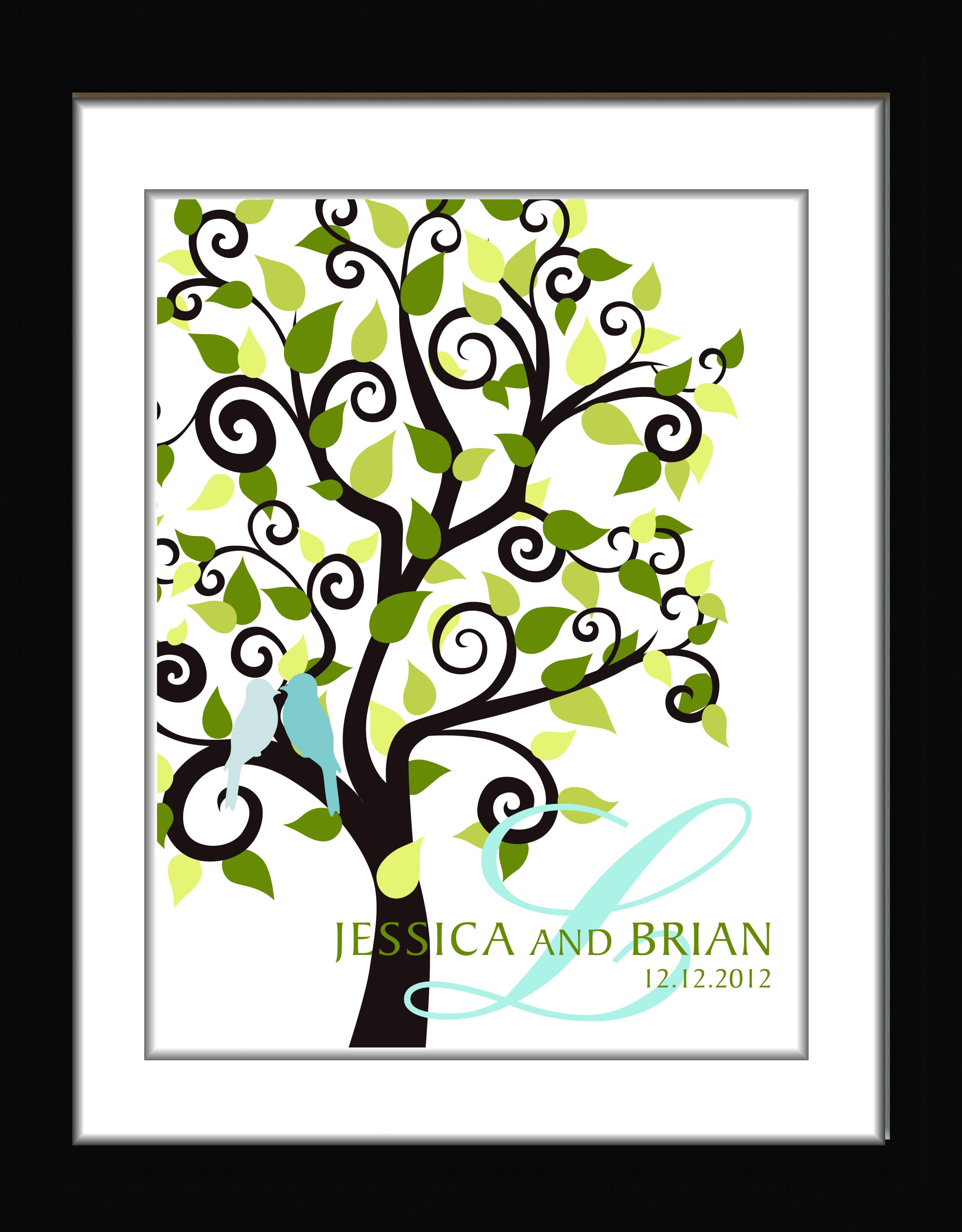 Personalized Wedding Signature Tree 18x24 100 Signatures, Wedding Guest ...