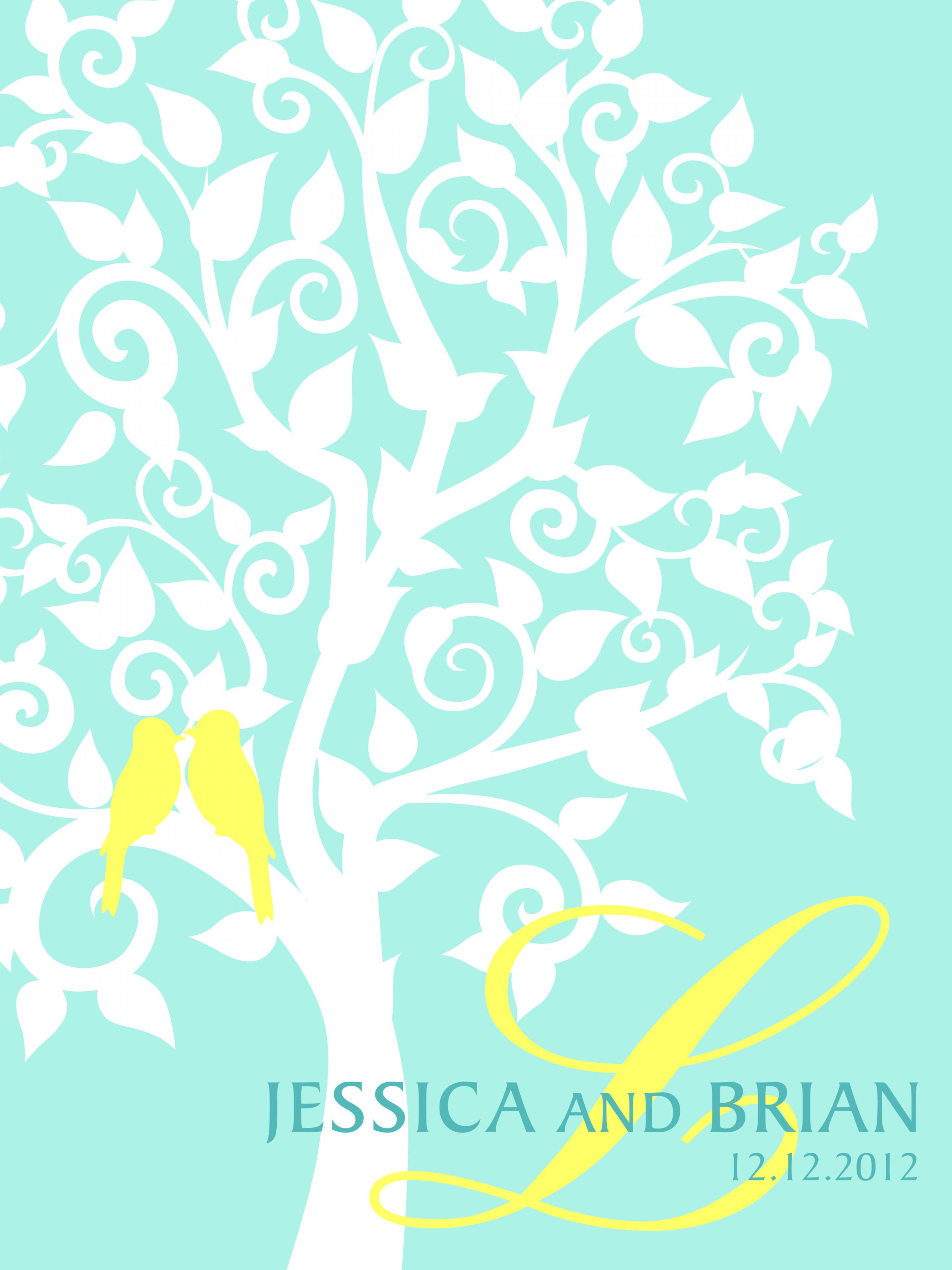 18x24 Wedding Signature Tree 120 Signatures -wedding Guest Book ...